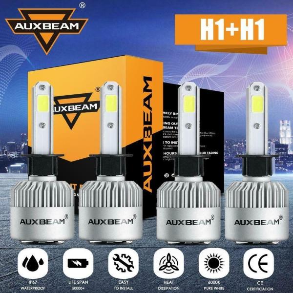 AUXBEAM H1 + H1 LEDヘッドライト変換電球ランプキット高低ビーム6000Kキセノン AUXBEAM H1+ H1 LED Headlight Conversion Bulb Lamp Kits High Low Beam 6...