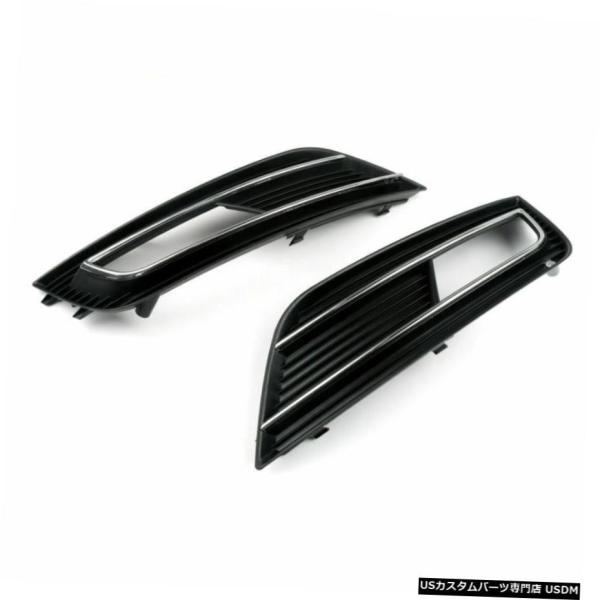 ブラックフロントフォグライトランプカバーにアウディA4 B9非SLINE 13-14クロームストリップ米国 Black Front Fog Light Lamp Cover For Audi A4 B9 Non-Sline 13-14 Ch...