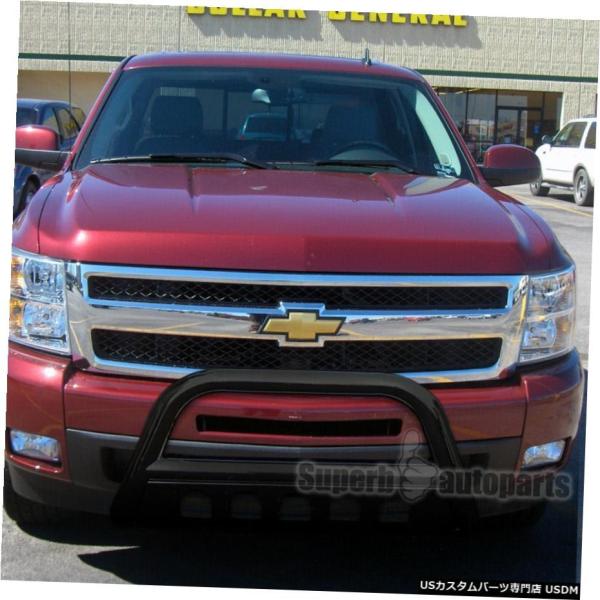グリル 2007-2019シルバラード/シエラ1500 3" ブラックS / S丸ブルバー/スキッドプレートのw For 2007-2019 Silverado/ Sierra 1500 3" Black S/S Round Bull Ba...