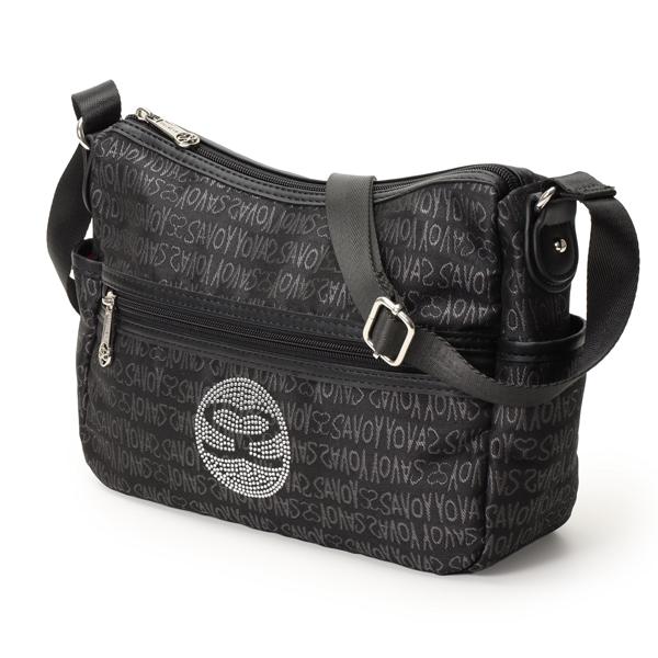 サボイの文字柄にスパンコールのロゴが入ったショルダーバッグです！バッグの中身を整理しながら使えるので小物が多い人にもおすすめ♪☆カラー／ブラック☆素材／ポリエステル・ポリウレタン☆開口タイプ／ファスナー式☆ポケット／☆（内側）ファスナー×1...