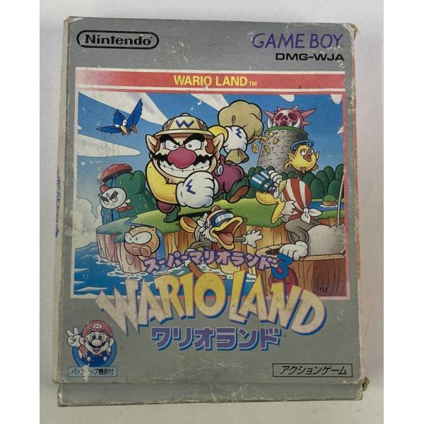 ■タイトルGB スーパーマリオランド3 ワリオランド■商品名ゲームボーイソフト(箱説付)■商品状態ソフト：難あり（やけ）箱：難あり（色褪せ）説明書：難あり（表裏にしみ、ホチキスに錆）■その他