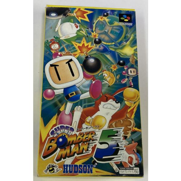 ■タイトルSFC スーパーボンバーマン5■商品名スーパーファミコンソフト(箱付)■商品状態ソフト：可箱：良い説明書：無し■その他はがき付き