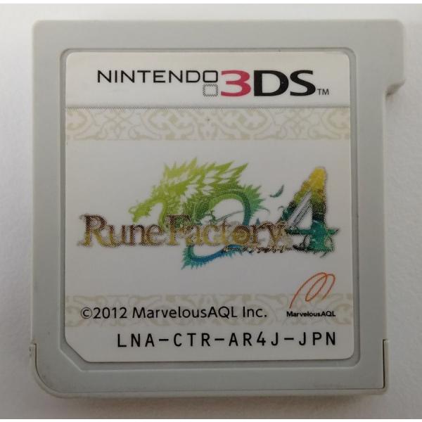 ■タイトル3DS ルーンファクトリー4■商品名ニンテンドー3DSソフト(ソフトのみ)■商品状態ソフト：可箱：無し説明書：無し■その他※こちらの商品は写真の商品と同状態の商品が発送されます。予めご了承ください。