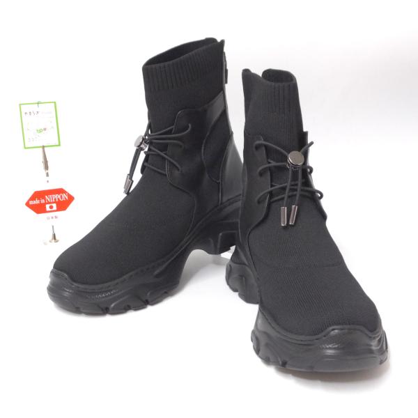 カジュアルシーンで大活躍するニット製エンジニアブーツ。レースアップとバックファスナーでソックスの厚みごとに調節できますし、脱ぎ履きも楽チンです。インソールにはウェーブ加工した低反発素材の立体成型カップインソールとアウトソールはソフトなＰＵウ...