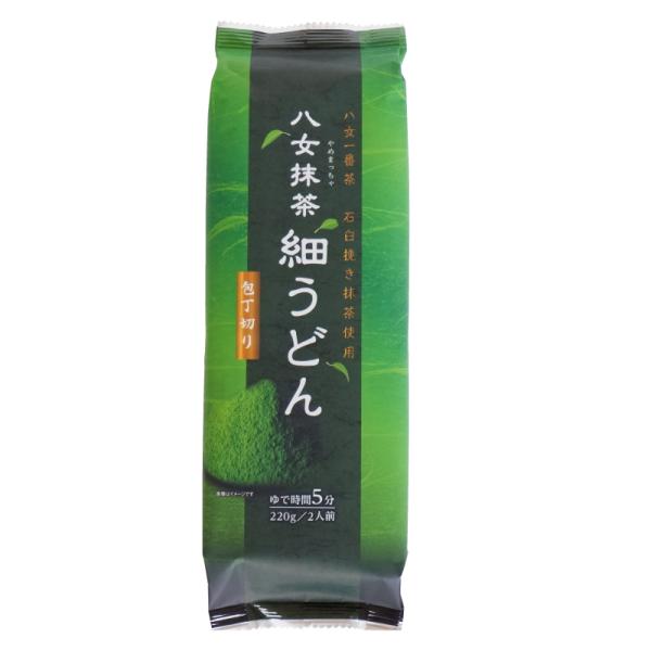八女抹茶細うどんは厳選された八女産抹茶を使用し、風味豊かで深い味わいをお届けいたします。名称：八女抹茶細うどん原材料名：小麦粉(国内製造)、抹茶、食塩、でん粉内容量：200g賞味期限：製造日より9か月保存方法：直射日光及び湿気を避けて保存し...