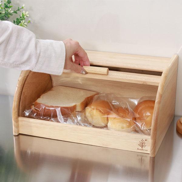 温かみのある雰囲気に。木製ブレッドケース全体：幅330 × 奥行230 × 高さ160収納内寸：300x190x115mmラバーウッド（ゴムの木）を使用したブレッドケースです。優しいナチュラル色がお部屋に温かみを感じさせます。木の温かみいっ...