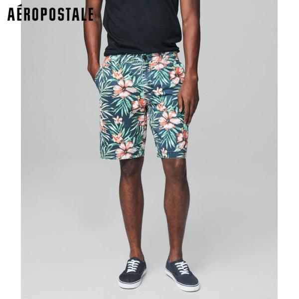 エアロポステール メンズ アメカジ ショート ハーフ ショーツ 大きいサイズ チノ ショートパンツ プリント カラーパンツ 無地 リーフ アロハ 2019 春 夏 父の日 母の日素材コットン100%サイズ(ウエスト)27: 69cm28: ...