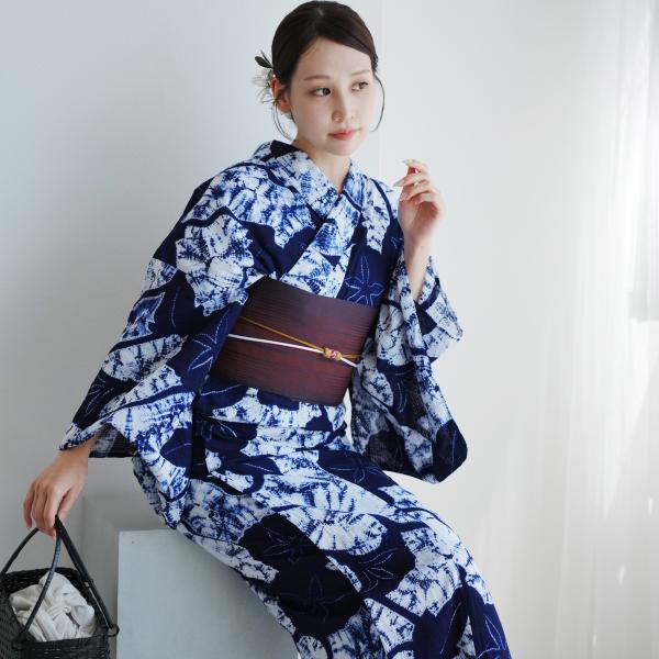 【utatane 京鹿の子絞り/有松染め 浴衣3点セット 伝統工芸士・清江和雄 朝顔】【セット内容】浴衣・帯・下駄※上記以外のレースやオーガンジー飾り、帯締め等の小物類はセットに含まれません。※帯は手結び（ご自身で結ぶタイプ）です。※下駄は...