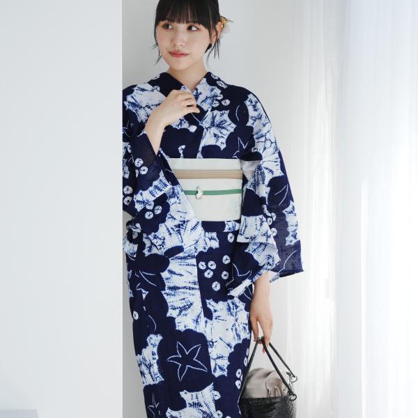 【utatane 京鹿の子絞り/有松染め 浴衣3点セット 伝統工芸士・清江和雄 　あじさい・朝顔】【セット内容】浴衣・帯・下駄※上記以外のレースやオーガンジー飾り、帯締め等の小物類はセットに含まれません。※帯は手結び（ご自身で結ぶタイプ）で...