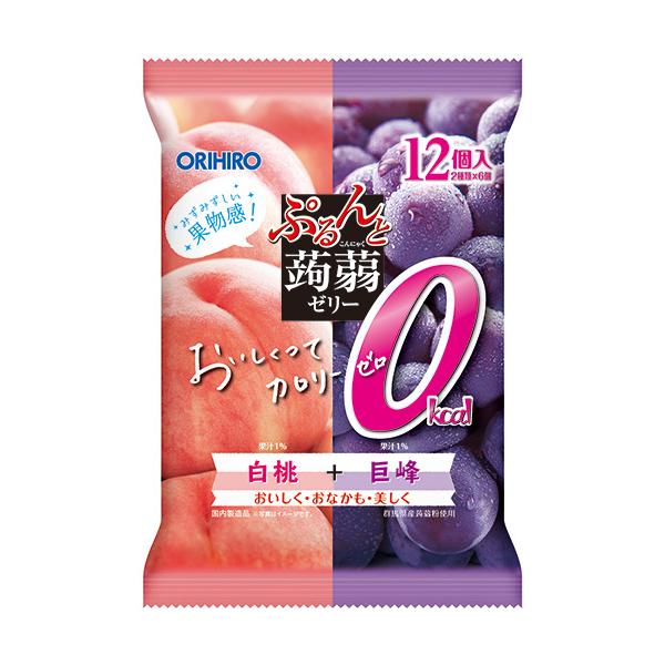 オリヒロ　ぷるんと蒟蒻ゼリーパウチ　白桃＋巨峰　12個/オリヒロ　ぷるんと蒟蒻