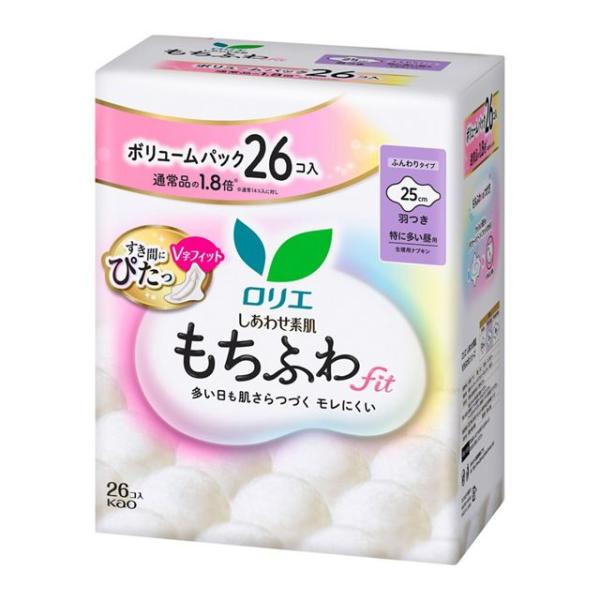 お徳な大容量タイプ。新感覚！もちふわクッションとＶ字フィットがすき間にぴたっもちふわｆｉｔ多い日でも肌さらつづく、モレにくい！●もちふわクッションがからだにフィット。肌にふわわんとしたつけ心地●瞬間吸収で、ドッと出てもベタつきにくい●Ｖ字フ...