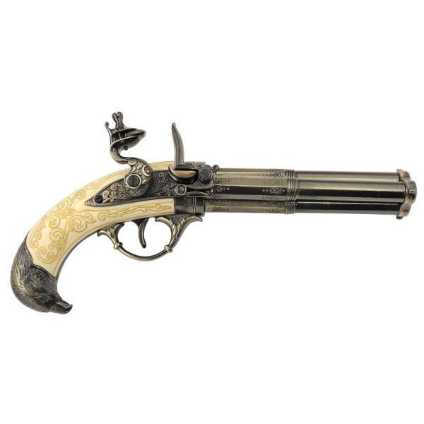 フランス 18世紀　30cmデニックス社のピストル、ライフルは装飾品として製造されていますので、トリガー、ハンマーの作動不良や故障は保証対象外となります。装飾品としてお楽しみください。