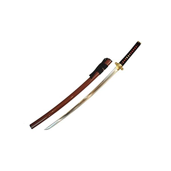 全長 約104cm、 刃渡り 約74cm 、重量(鞘を払って) 約0.9kg 、重量(鞘付き) 約1.1kg刃紋 直刃に小乱れ、互の目が交じり 、刃材 超硬合金 、柄材 天然木・純綿捻巻 、鞘材 天然木・柿色 、下緒 純綿縄編 、生産国 国...