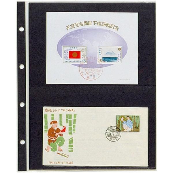 ハガキや紙幣、切手ブロックなどを納められるコレクションアルバム台紙です。1パック10枚入りなので、たくさんのコレクションを整理できます。黒台紙で両面収納タイプです。●品番／CA-302S●本体サイズ／H262×W220×D5mm●ポケットサ...