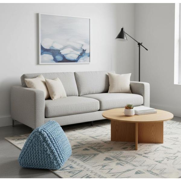 ニットプフ モロッコ雑貨 足乗せ用ソファー オットマン クッション プフ POUF グランピング スツール アンティーク 椅子 インテリアおよそサイズ　横幅43cm×高さ38ｃｍ（三角辺38cm×38cm×40cm）モロッコで昔から、プフ(...