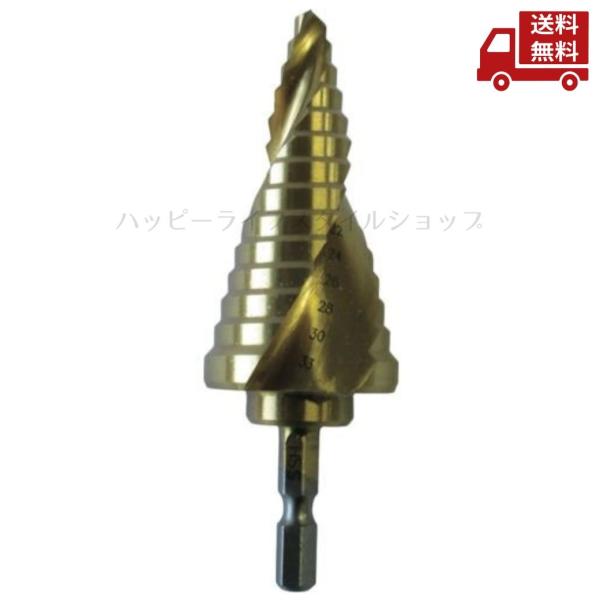 特長●1本のドリルで多サイズの穴あけができます。用途●薄鉄板（2mmまで）・アルミ・プラスチック・木材の穴あけや面取り、バリ取りに。