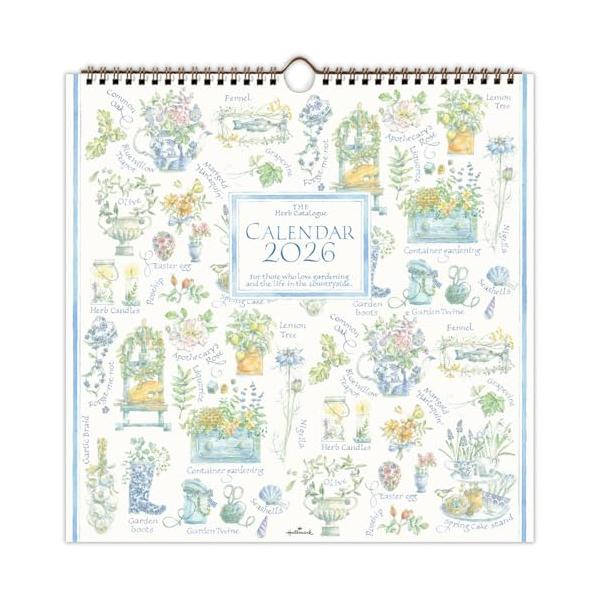 【サイズ】300×300mm【枚数】表紙1枚　本文12枚【仕様】ツインリング綴じ/六曜・二十四節気付き/台紙付き/祝日表記：英語/12ヶ月絵柄情報シート1枚【その他】四季折々のハーブとカリグラフィーを描いた繊細で美しいカレンダーで★★商品保...