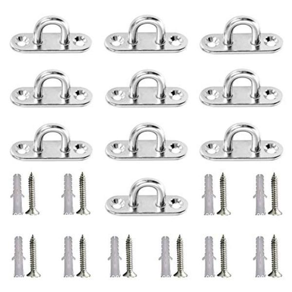 【商品名】　長方形パッドアイ 10個入り ネジ20個付き アイプレート ステンレスループ 304ステンレス鋼製 M5 天井フック U型 金具 固定 取り★★ラッピングについて★★当店ではラッピングは承っておりません。ご了承くださいませ。★★...