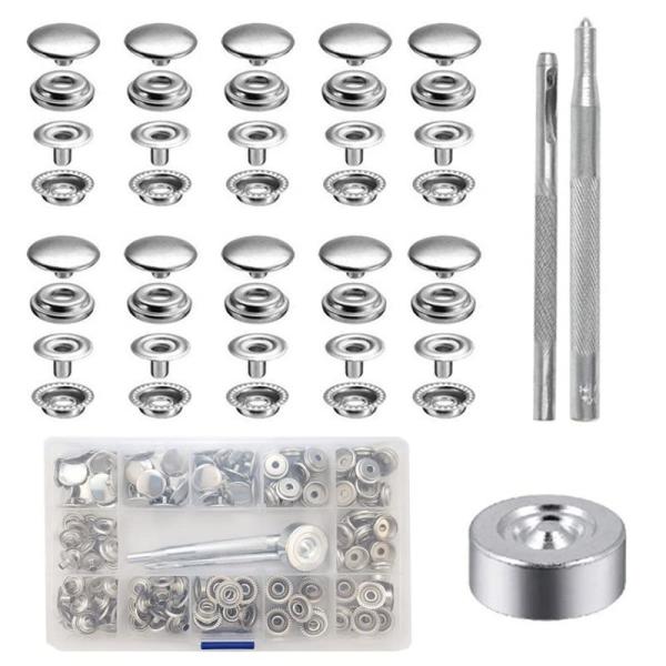 【商品名】　ジャンパーホック ステンレス鋼メタルボタン 15mm 10セット レザークラフト 工具 手芸/家庭/裁縫用 DIY 手作り/ハンドメイド/レ★★ラッピングについて★★当店ではラッピングは承っておりません。ご了承くださいませ。★★...