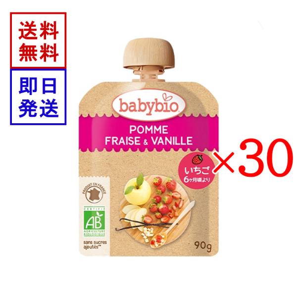 有機果実をすりつぶしたオーガニックのベビースムージー。りんごの優しい甘みにいちごの程よい酸味。バニラフレーバーが甘く香ります。生後6カ月頃よりお召し上がりいただけます。【babybio(ベビービオ)】フランスで最初にオーガニックベビーミルク...