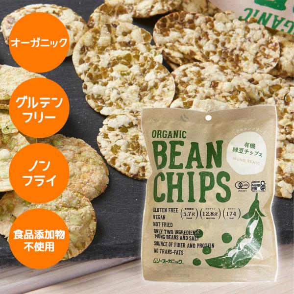 ＼味付けは塩だけ！食物繊維豊富なオーガニックチップス／有機緑豆を贅沢に100％使用したオーガニックチップス。素材の味を楽しんでいただきたいから味付けは塩だけ。塩は伯方の塩を使用したシンプルながらクセになる逸品です。・そのまま、おやつやおつま...