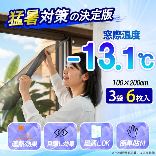 夏の暑さ対策★窓に貼るだけ簡単「バリアネット」60分実験で驚きの【ー13.1℃】の温度差！エアコンの効きが変わる！電気代高騰の救世主！独自の遮熱テクノロジーが、室内に侵入する太陽の熱線をガツンとカット。積水（セキスイ）の遮熱クールアップなど...