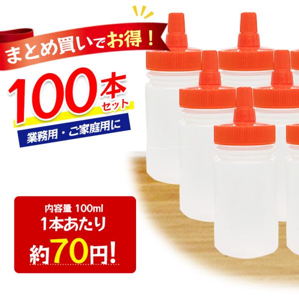 使い勝手抜群の100mlサイズ・詰め替え容器です。「はちみつ容器」という名前ですが、その利便性から用途は無限大。高品質な安心の日本製なので、耐久性も清潔感もバッチリです。★ここがポイント！★液漏れしにくいネジ式キャップフタがしっかり閉まるネ...
