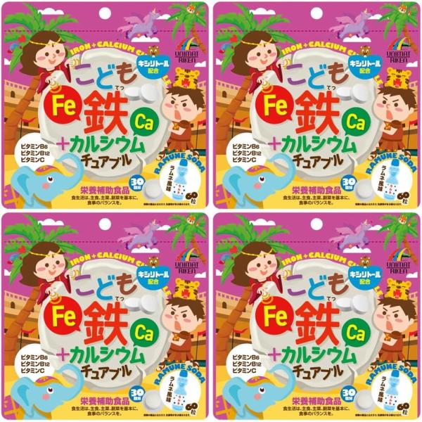 そのままかんで食べられる、おいしいラムネ風味の鉄＋カルシウムチュアブルです。お子様の成長をサポートする「鉄」と「カルシウム」に、さらに鉄と一緒に摂りたい「ビタミンB6」「ビタミンB12」「ビタミンC」を配合しました。鉄分やカルシウムは、成長...