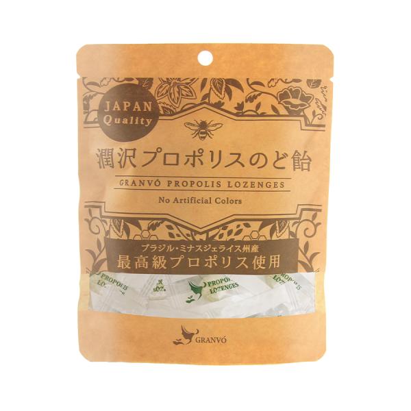 最高級ブラジル産エクストラグリーンプロポリスを贅沢に配合した『潤沢プロポリスのど飴』の、携帯にも便利なミニサイズです。鞄に入れて、オフィスの引き出しに、身近に置いて毎日を健やかに。ピリピリした食感は本物だけの証です！グランヴォのエクストラグ...