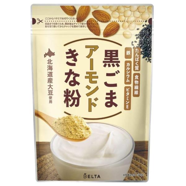 アーモンドのカルシウム、黒ごまの鉄分、きな粉のマグネシウム、さらにミネラル分や食物繊維がバランスよく含まれています。牛乳や豆乳に溶かしたり、アイスクリームやケーキのトッピングにもオススメです。ヨーグルトやお餅などにかけて一緒に食べてもおいし...