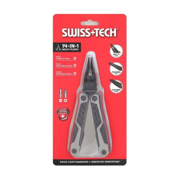 自宅の道具がなくて困ったとき、その日のヒーローになれるような特別な道具があればと思ったことはありませんか？このSWISS+TECH 14-in-1 マルチツールは、そんな不測の事態に備えるためにベルトからぶら下げておきたい一品です。電線の修...