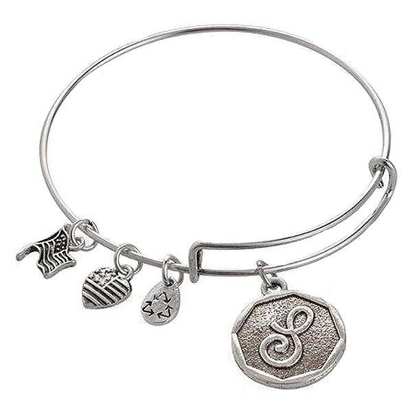 検索ワード [シルバーアクセサリー 腕輪 バングル ブレスレット アミュレット bracelet チャーム S イニシャルユニセックス 男女兼用 メンズ 男性用 レディース 女性用 SPST013]