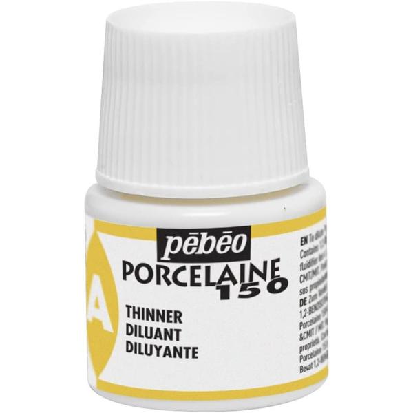【商品概要】ポーセレン150専用薄め液。色を薄めたり、絵具の伸びを良くする効果があります。適量を混ぜて、お好みの色に調節してください。下地剤（フィラーアンダーコート）の用途として、併用可。テラコッタのような素焼きの素材の表面にある凹凸を埋め...