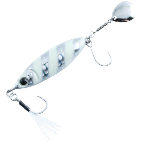 【商品概要】スロージギングで釣果を引き出してきたSビットに更なる釣果を引き出すブレイドチューンが追加!小型シルエットでの抜群の飛距離＋前後フォールに、アピールの高いブレイドを装備！広範囲にアピールするレンズホロに、ＵＶ、グローをゼブラ模様で...