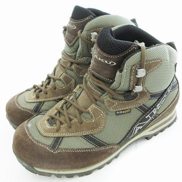 アク AKU 登山靴 トレッキングシューズ ビブラムソール UK4 緑系 /UO レディース【表記サイズ】UK4【実寸サイズ】履き口周り：約34cm　筒高：約10cm　ヒールの高さ：約2cm　インソール約24cm　【色】緑 グリーン 茶 ブ...