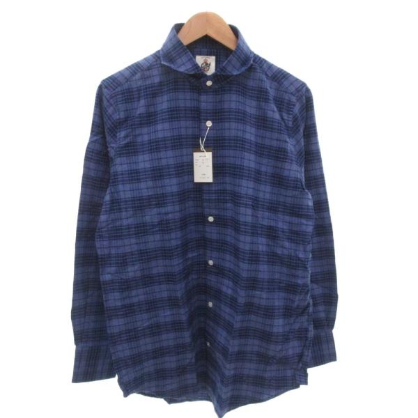 未使用品 SETINEL DECIDE タグ付き シャツ 長袖 50 青 ブルー 黒 ブラック チェック柄 /FF ■GH メンズ【表記サイズ】50【実寸サイズ】肩幅：41cm　身幅：51cm　袖丈：52cm　着丈：79cm　　【素材】綿【...