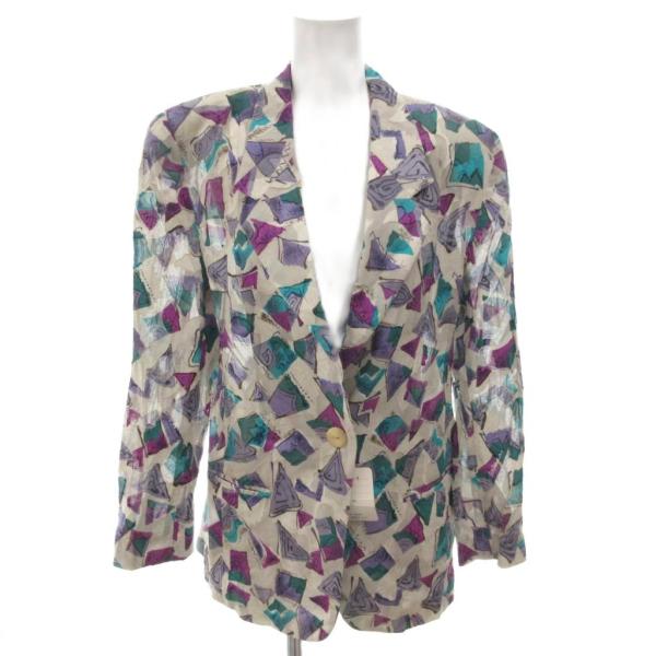 CIAO PRIMERO テーラードジャケット ブレザー 9号 マルチカラー 総柄 /FF ■GY99 レディース【表記サイズ】9号【実寸サイズ】肩幅：41cm　身幅：45cm　袖丈：55cm　着丈：66cm　　【素材】綿【色】マルチカラー...