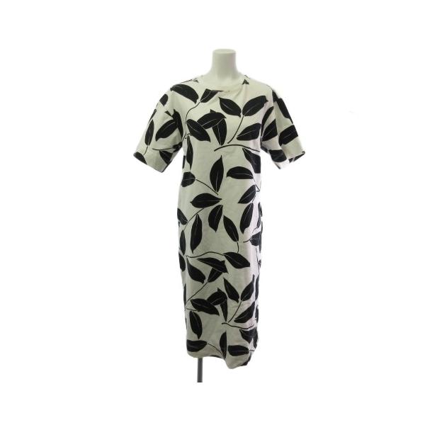 マルニ MARNI ワンピース ロング リーフ柄 半袖 白黒 ホワイト ブラック 36 レディース【ブランド】マルニ MARNI【表記サイズ】36 S相当【実寸サイズ】肩幅：48cm　身幅：44cm　袖丈：21cm　総丈：102cm　　【素...