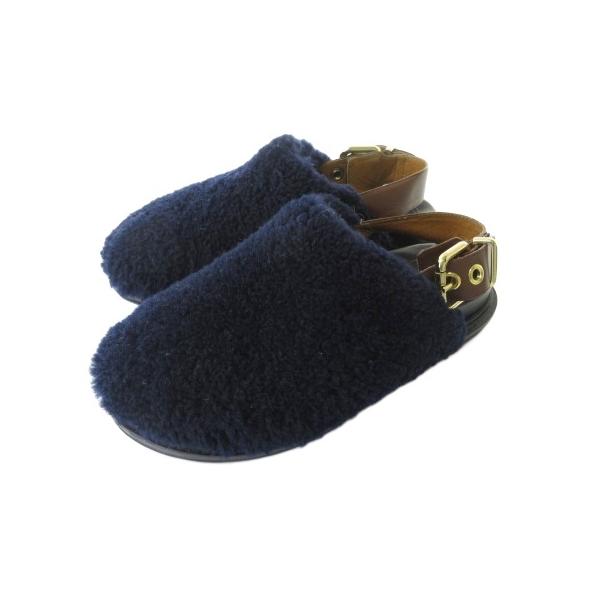 マルニ MARNI FBMS009401 Fussbett shoe ボアサンダル シューズ ネイビー ブラウン 紺 茶 35 22cm レディース【ブランド】マルニ MARNI【表記サイズ】35 22cm【実寸サイズ】最大幅：10.5cm...