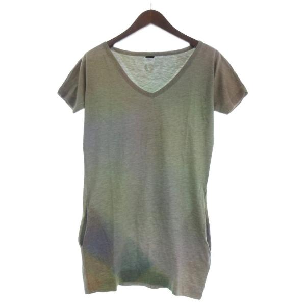 フィフティーファイブディーエスエル 55DSL Tシャツ カットソー ロング 半袖 グラデーション Vネック M 緑系 ■TC メンズ【ブランド】フィフティーファイブディーエスエル 55DSL【表記サイズ】M【実寸サイズ】身幅：48cm　着...