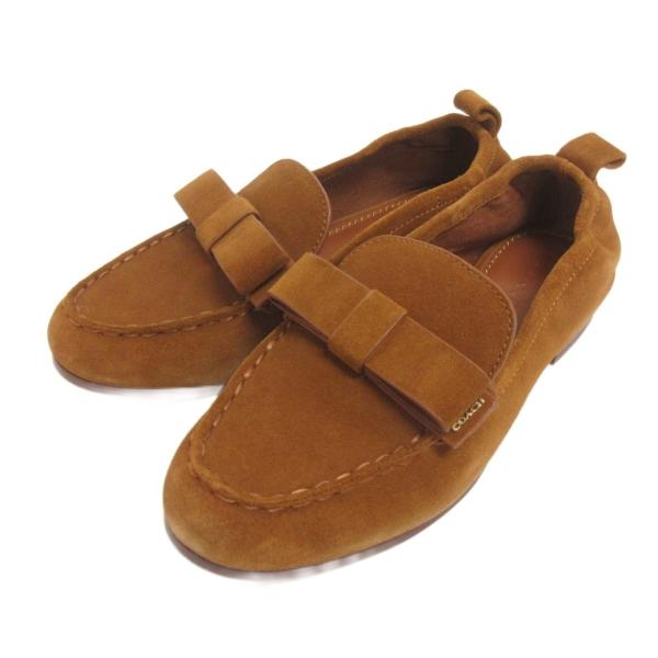 コーチ COACH HENNY BOW SDE LOFR ローファー スエード リボン 5 茶 ブラウン ■TC レディース【ブランド】コーチ COACH【表記サイズ】5【実寸サイズ】ヒールの高さ：2cm　最大幅：8.5cm　　【素材】スエ...