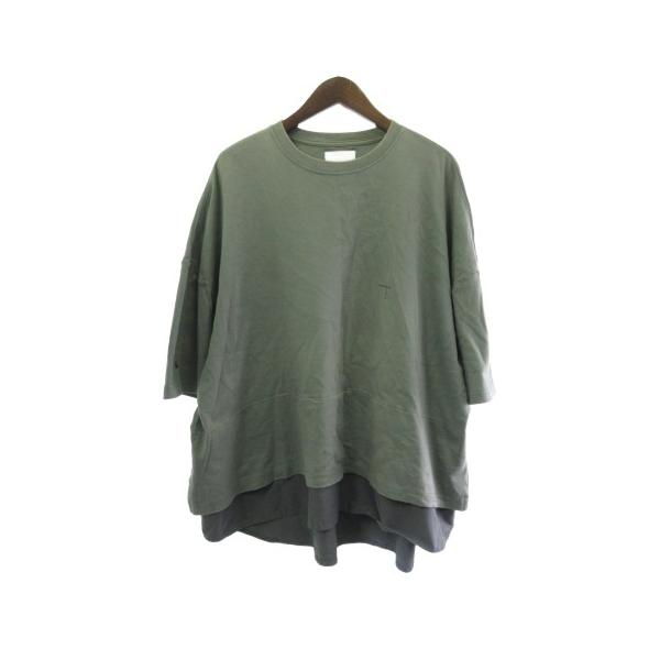 グーピーメイド GOOPiMADE ドッキング オーバー Tシャツ カットソー 半袖 カーキ 1 ■GY28 メンズ【表記サイズ】1 M相当【実寸サイズ】身幅：76cm　着丈：62cm　ゆき丈：59cm　　【素材】コットン100％　別布 ポ...