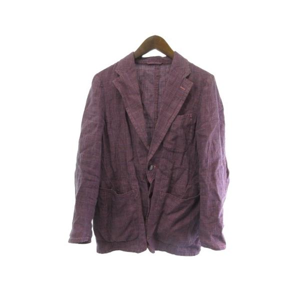 ダーバン DURBAN サマージャケット チェック リネン パープル 紫 M メンズ【ブランド】ダーバン DURBAN【表記サイズ】M【実寸サイズ】肩幅：41cm　身幅：49cm　着丈：68cm　袖丈：59cm　　【素材】表地 麻100％　...