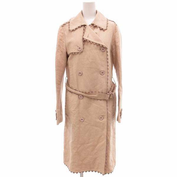 キャシャレル cacharel トレンチコート ダブル 麻 リネン ベルト付き 裏地花柄 34 XS ピンクベージュ /UO ■GY19 レディース【ブランド】キャシャレル cacharel【表記サイズ】34（XS相当）【実寸サイズ】肩幅：...