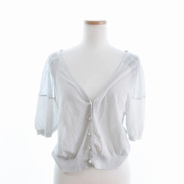 アンビデックス AMBIDEX Lene non finito 美品 カーディガン レース デザイン刺繍 グレー F レディース【表記サイズ】F【実寸サイズ】肩幅：約32cm　身幅：約37cm　袖丈：約20cm　着丈：約50cm　-　【素材...