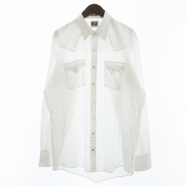エリーキャトルマン ELY CATTLEMAN ウエスタンシャツ 長袖 ラメ ストライプ 白 ホワイト メンズ【表記サイズ】サイズタグ切り取られています ※実寸サイズをご参照ください【実寸サイズ】肩幅：48cm　身幅：58cm　着丈：86c...