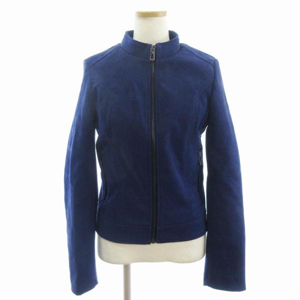 デシグアル Desigual ノーカラージャケット ブルゾン 型押し 青 ブルー XS ■FF レディース【ブランド】デシグアル Desigual【表記サイズ】XS【実寸サイズ】肩幅：37cm　身幅：43cm　袖丈：57cm　着丈：49cm...