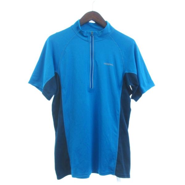 パタゴニア Patagonia フォアランナージップTシャツ カットソー 半袖 ロゴプリント 23675SP12 青 ブルー S メンズ【ブランド】パタゴニア Patagonia【表記サイズ】S【実寸サイズ】身幅：49.5cm　着丈：67....