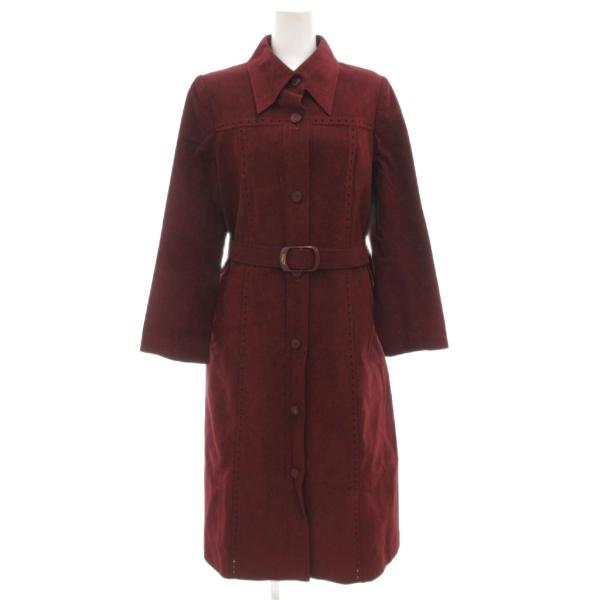 ロマーナ ROMANA ステンカラーコート レザー ロング 13 赤 レッド /AE レディース【表記サイズ】13【実寸サイズ】肩幅：37cm　身幅：51cm　袖丈：55cm　着丈：108cm　　【素材】レザー【色】赤 レッド【仕様】ポケッ...