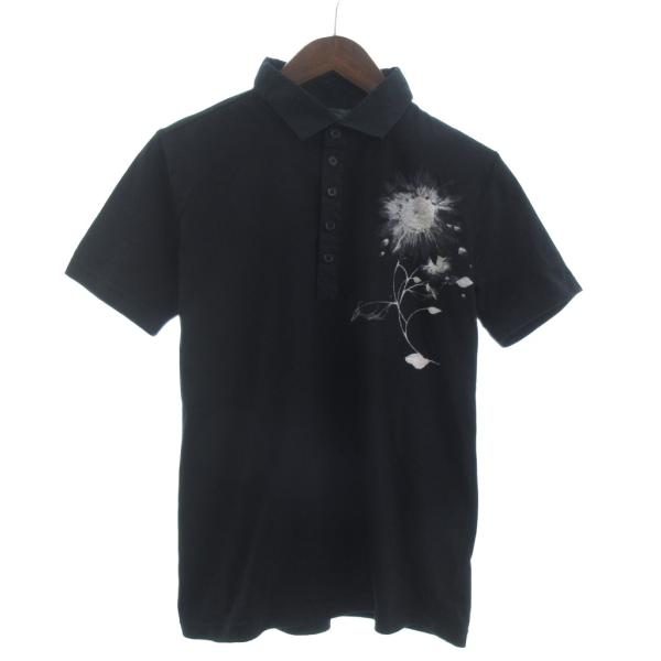 ハムネット HAMNETT ポロシャツ カットソー 半袖 花 プリント 黒 ブラック M メンズ【ブランド】ハムネット HAMNETT【表記サイズ】M【実寸サイズ】肩幅：39.5cm　身幅：45cm　着丈：67cm　袖丈：16cm　-　【素...